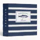 Nautical Navy White Stripe Nautical Family Recipe 3 Ring Binder | Zazzle