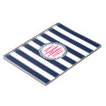 Nautical Navy & White Stripe w/ Pink Monogram Notebook | Zazzle