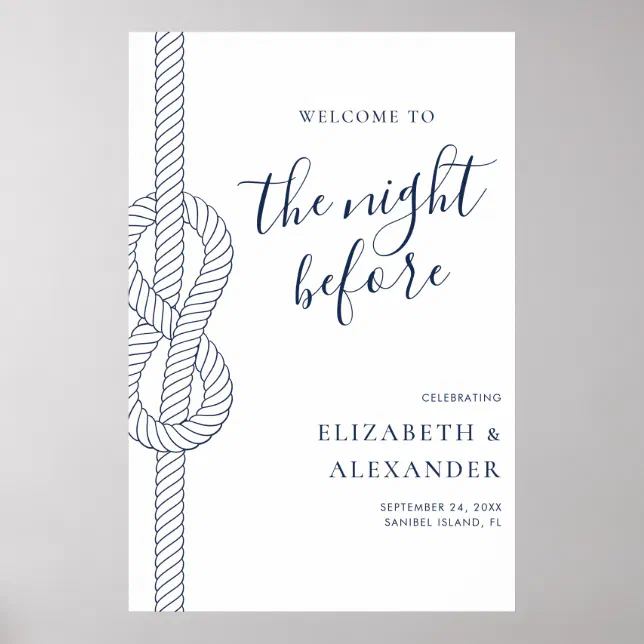 Nautical Night Before Rehearsal Dinner Welcome Poster | Zazzle