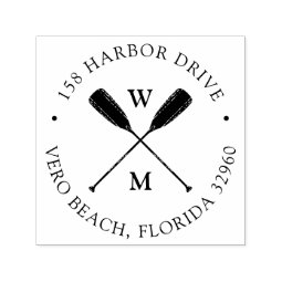 Nautical Oars Couples Monogram Return Address Self-inking Stamp | Zazzle