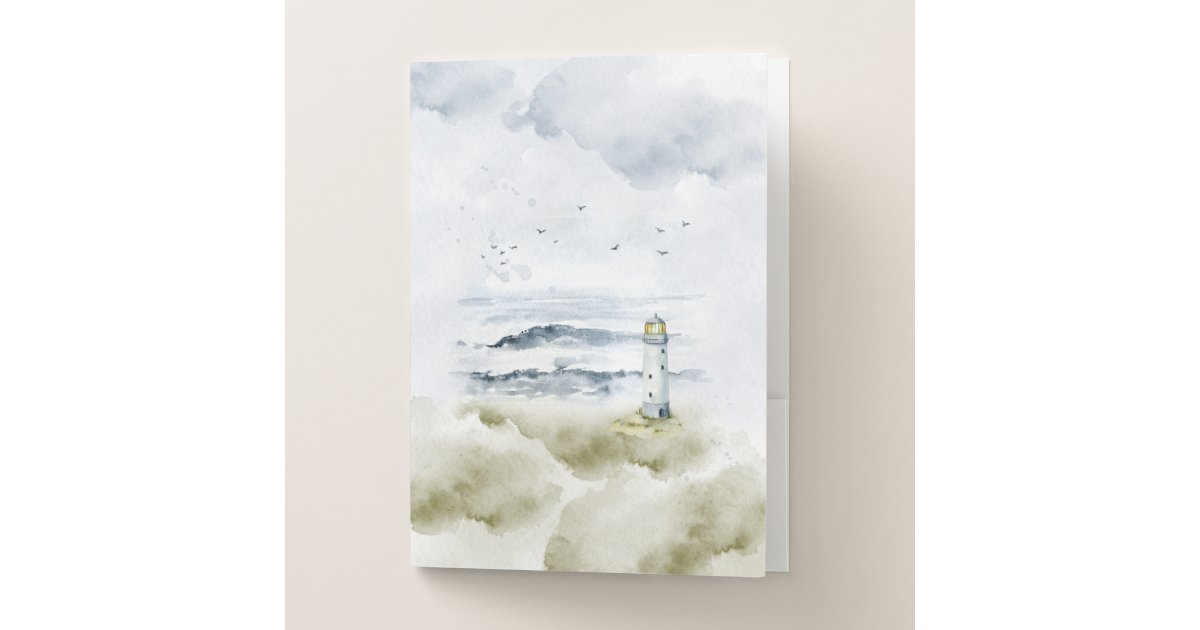 Nautical Ocean Beach Lighthouse Scenic Pocket Folder | Zazzle