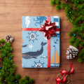 Nautical Ocean Blue and Orange Wrapping Paper | Zazzle