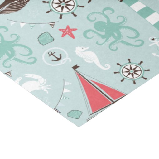 Nautical Ocean Blue and Rose Tissue Paper | Zazzle