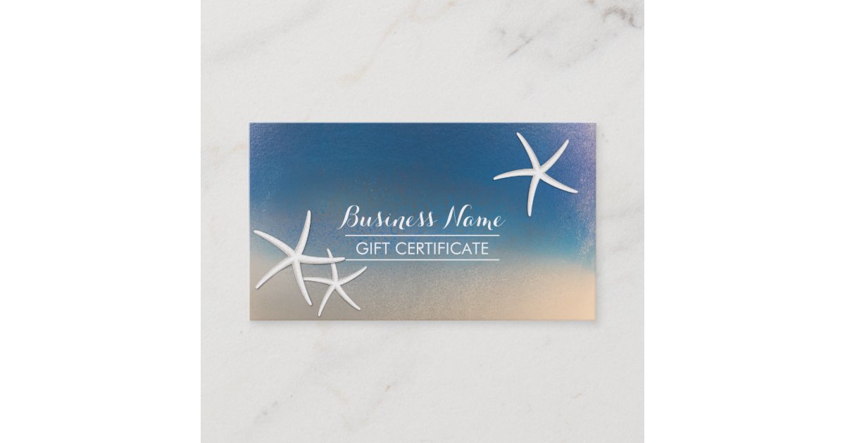 Nautical Ocean Blue Starfish Gift Certificate | Zazzle.com
