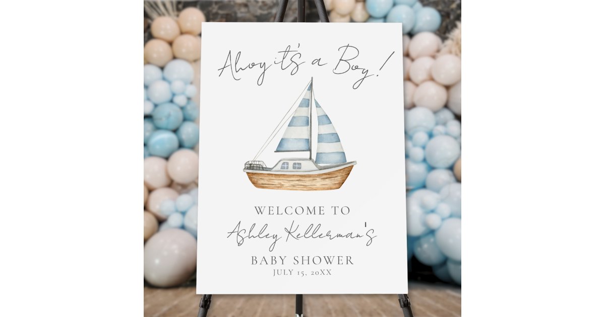 Nautical Ocean Boy Baby Shower Welcome Sign | Zazzle