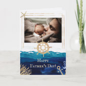 Nautical Ocean Father's Day with Photo Card | Zazzle