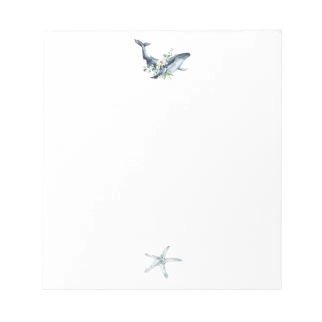 Nautical Ocean Whale Starfish Stationary Paper Notepad | Zazzle