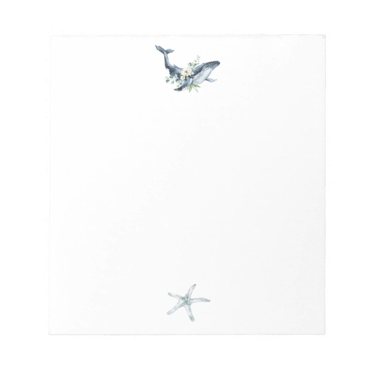 Nautical Ocean Whale Starfish Stationary Paper Notepad | Zazzle