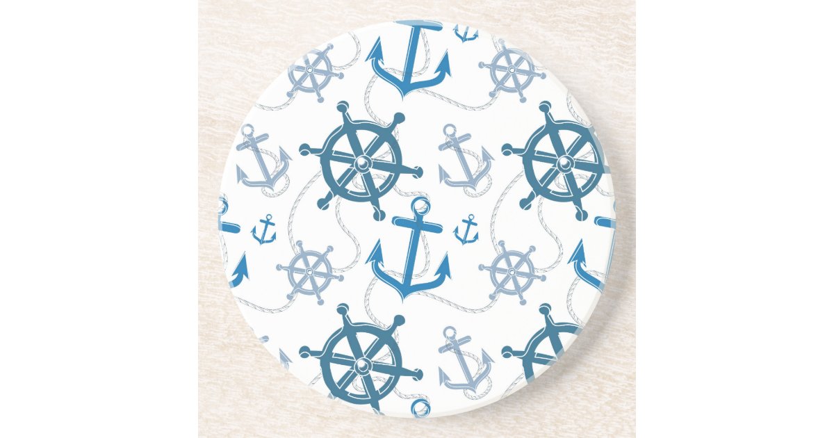 Nautical pattern drink coaster | Zazzle