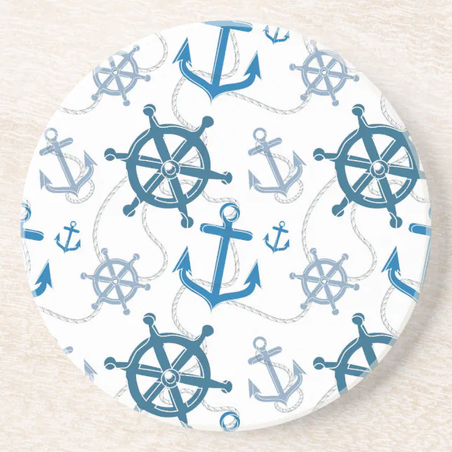 Nautical pattern drink coaster | Zazzle