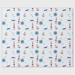 Nautical Pattern, Marine Pattern, Sailing, Anchors Wrapping Paper | Zazzle