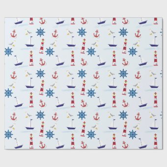 Nautical Pattern, Marine Pattern, Sailing, Anchors Wrapping Paper | Zazzle