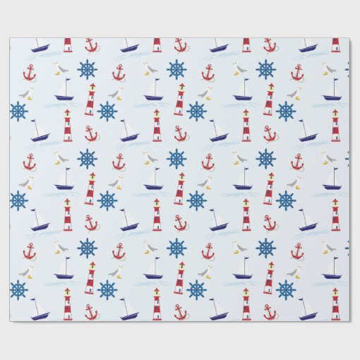Nautical Pattern, Marine Pattern, Sailing, Anchors Wrapping Paper | Zazzle