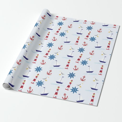 Nautical Pattern, Marine Pattern, Sailing, Anchors Wrapping Paper | Zazzle