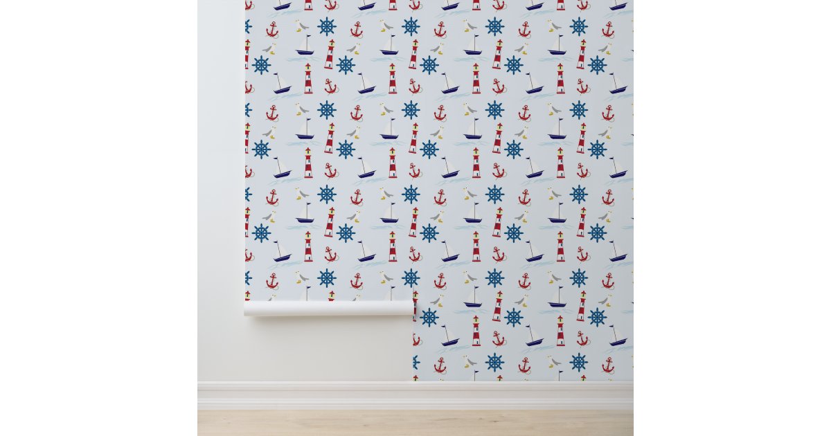 Nautical Pattern Maritime Wallpaper | Zazzle