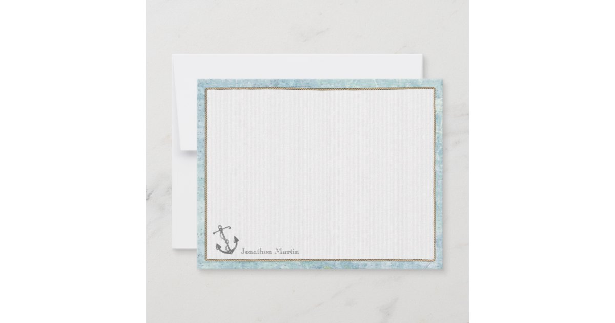 Nautical Personalized Flat Note Cards - Anchor | Zazzle