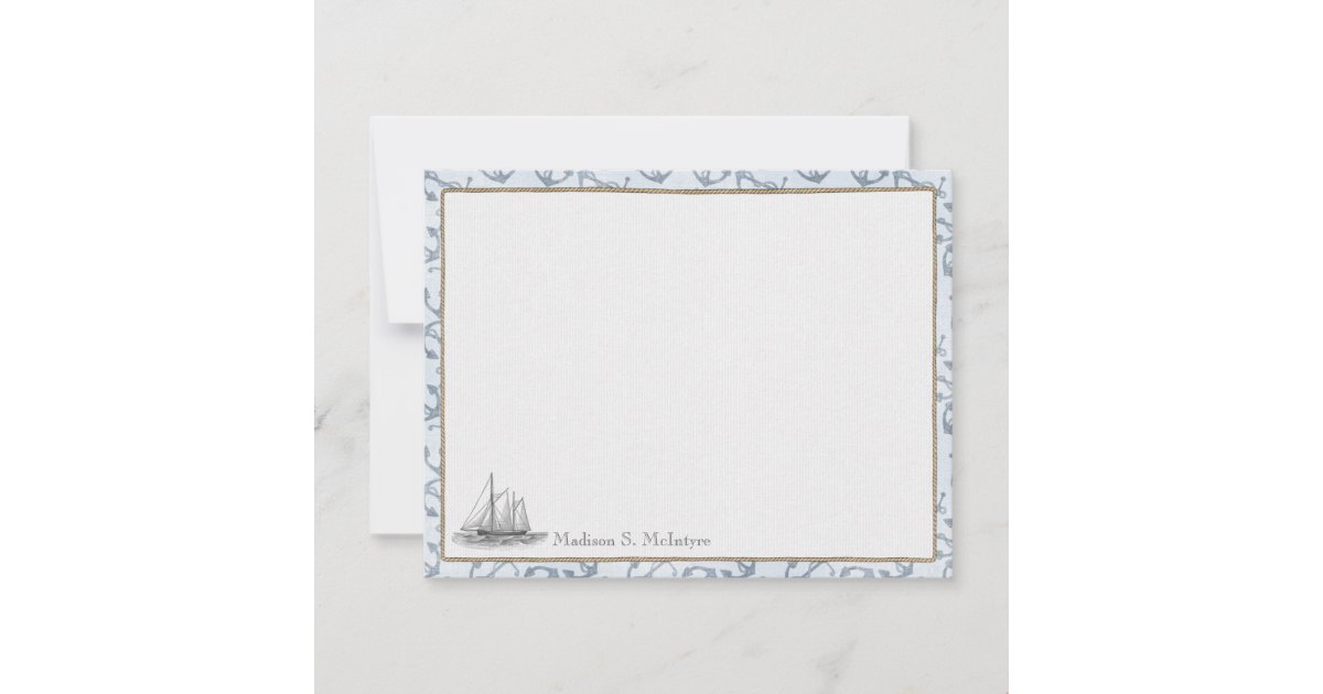 Nautical Personalized Flat Note Cards - Boat | Zazzle