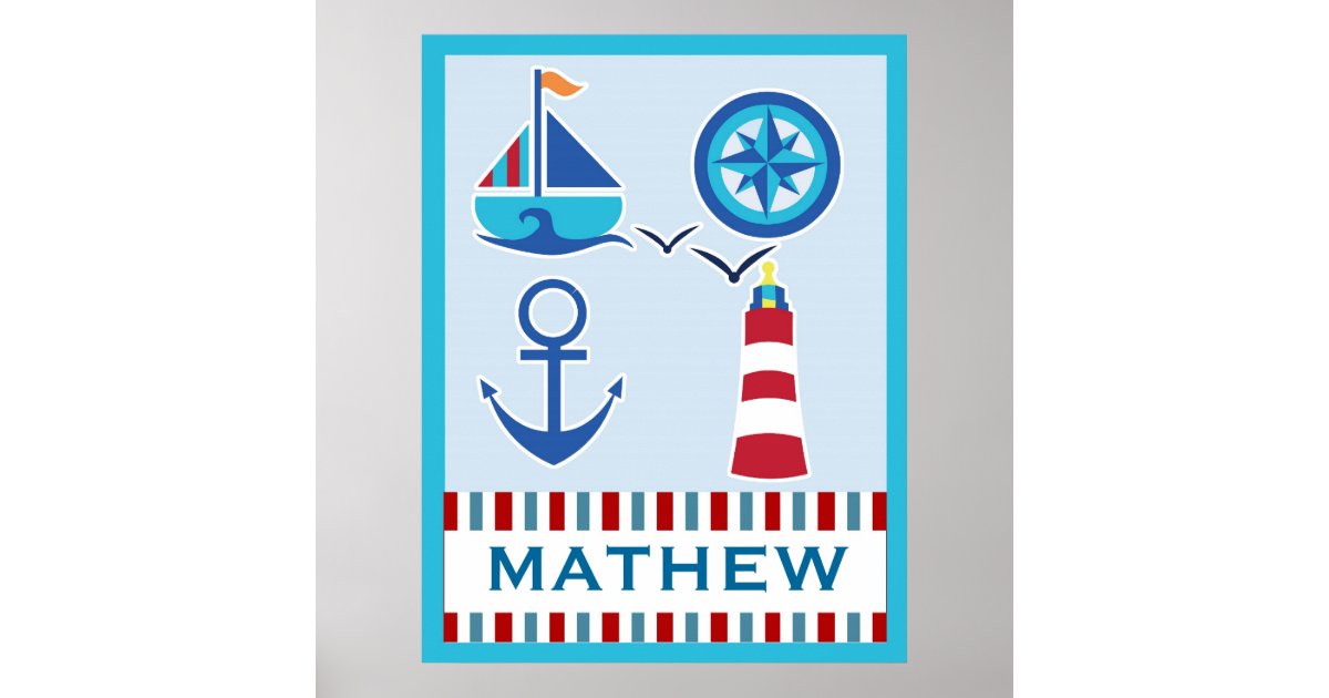 Nautical Personalized Name Art Print | Zazzle