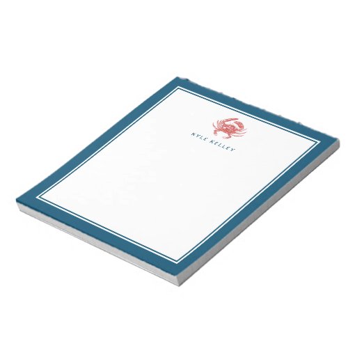 Nautical Personalized Notepad, Red Crab Notepad | Zazzle