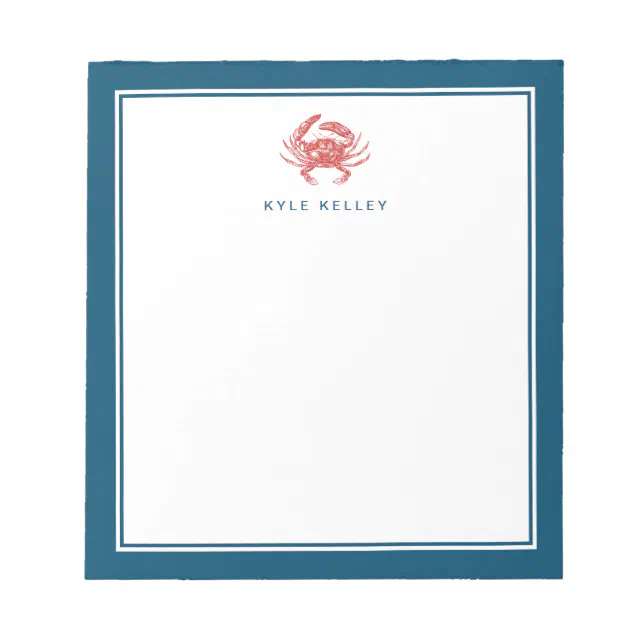 Nautical Personalized Notepad, Red Crab Notepad | Zazzle