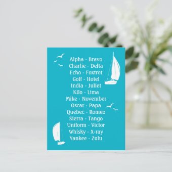 Nautical Phonetic Alphabet Trainee Sailor Postcard | Zazzle