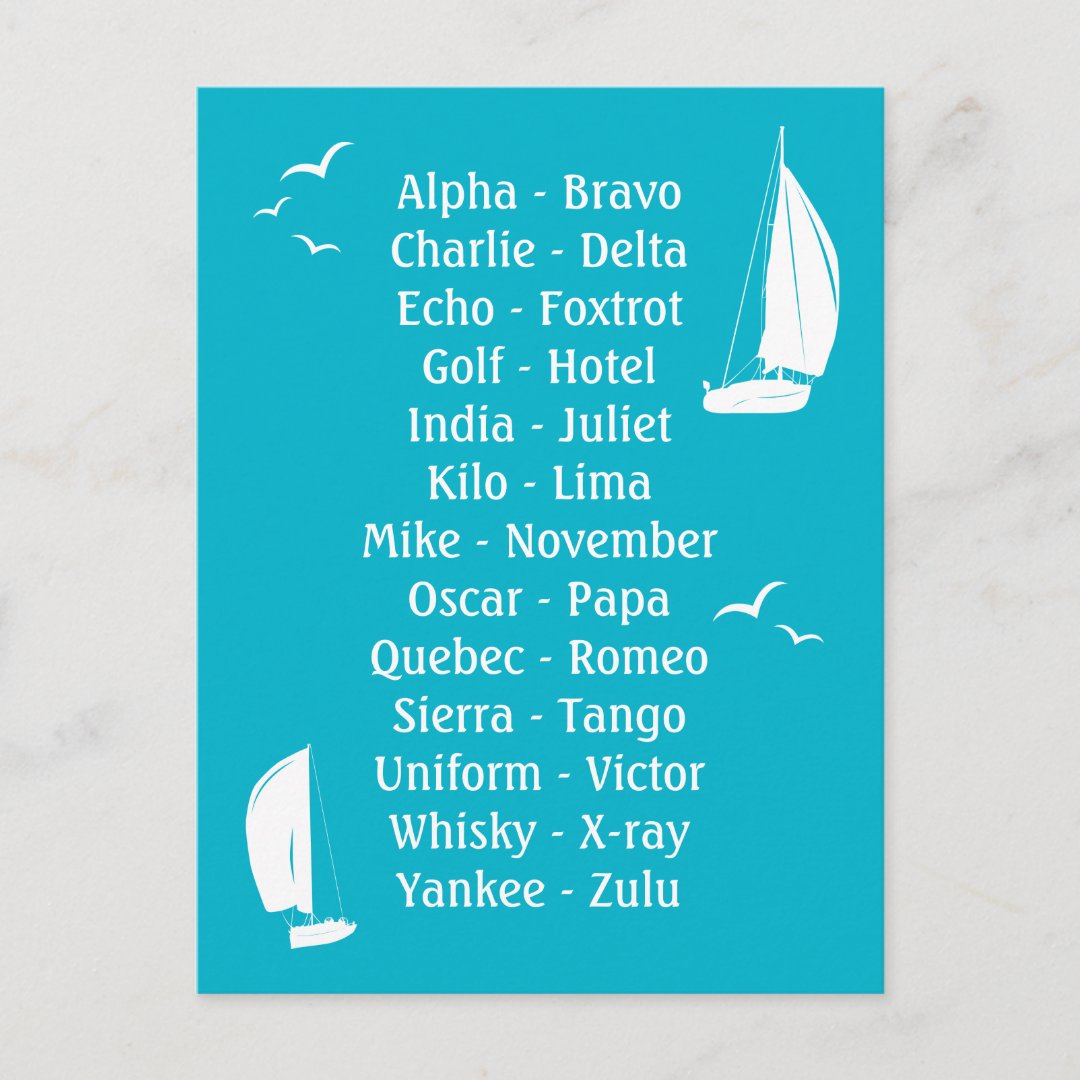 Nautical Phonetic Alphabet Trainee Sailor Postcard | Zazzle
