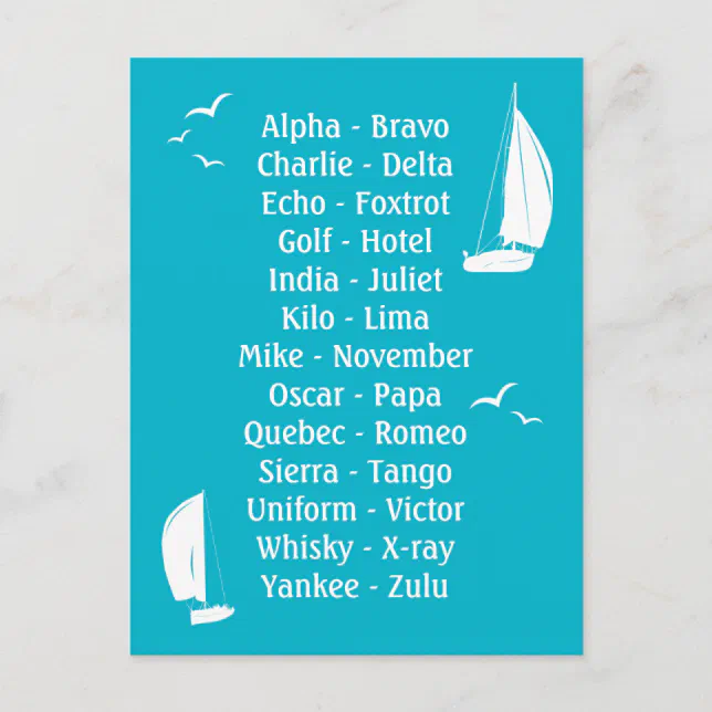 Nautical Phonetic Alphabet Trainee Sailor Postcard | Zazzle