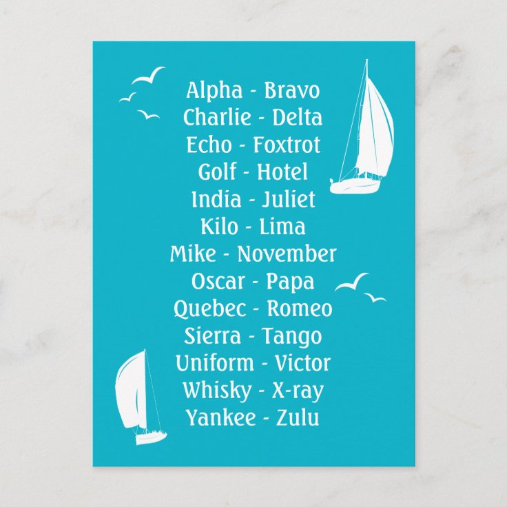 Nautical Phonetic Alphabet Trainee Sailor Postcard | Zazzle