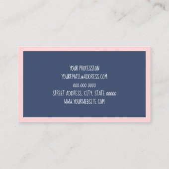 Nautical pink stripe navy blue anchor pattern business card | Zazzle