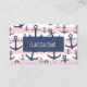 Nautical pink stripe navy blue anchor pattern business card | Zazzle