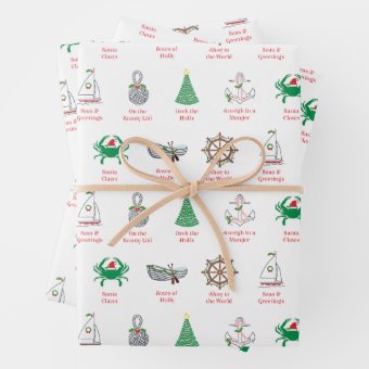 Nautical Pun Christmas Wrapping Paper | Zazzle