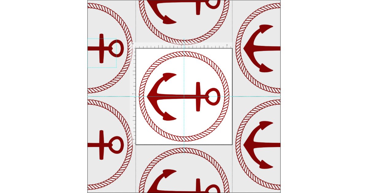 Nautical Red Anchors and Rope on White Fabric | Zazzle