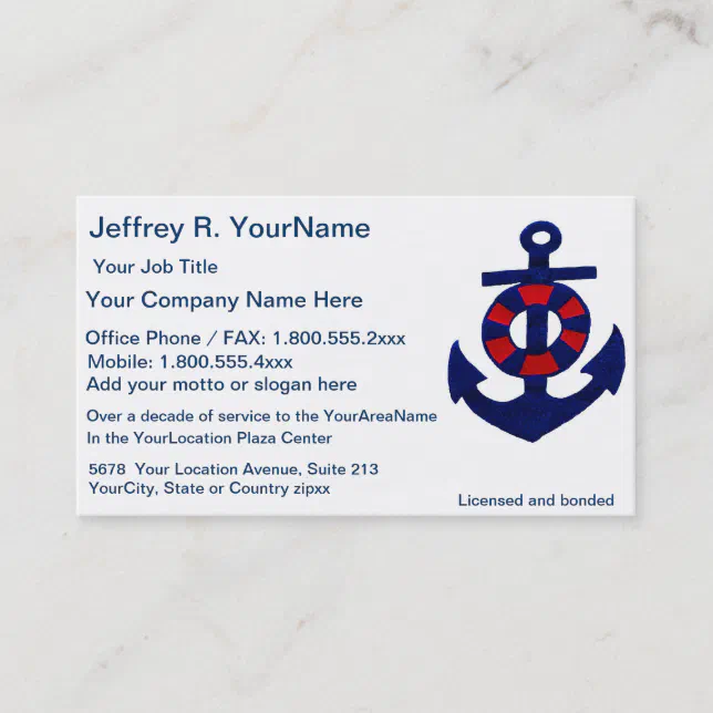 Nautical Red White Blue Business Card | Zazzle