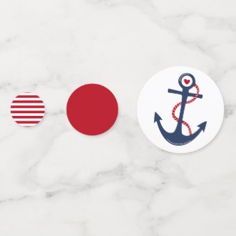Nautical Red White Navy Baby Shower Birthday Party Confetti | Zazzle