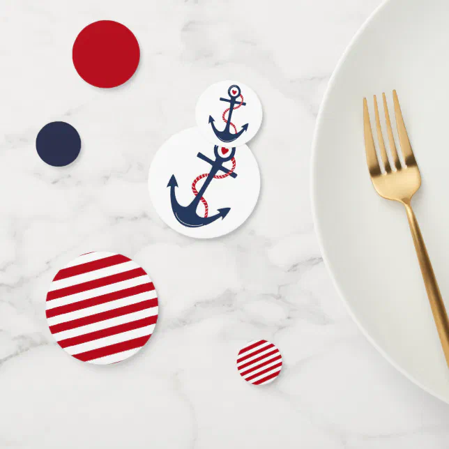 Nautical Red White Navy Baby Shower Birthday Party Confetti | Zazzle