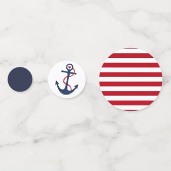 Nautical Red White Navy Baby Shower Birthday Party Confetti | Zazzle