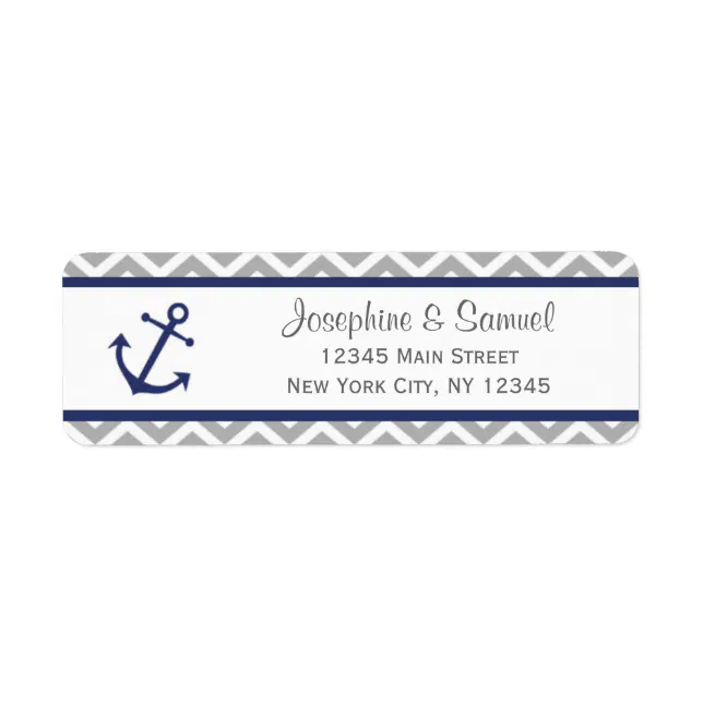 Nautical Return Address Labels Chevron Blue | Zazzle