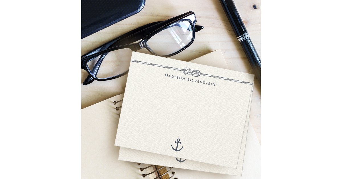 Nautical Rope Anchor Personalized Note Card | Zazzle