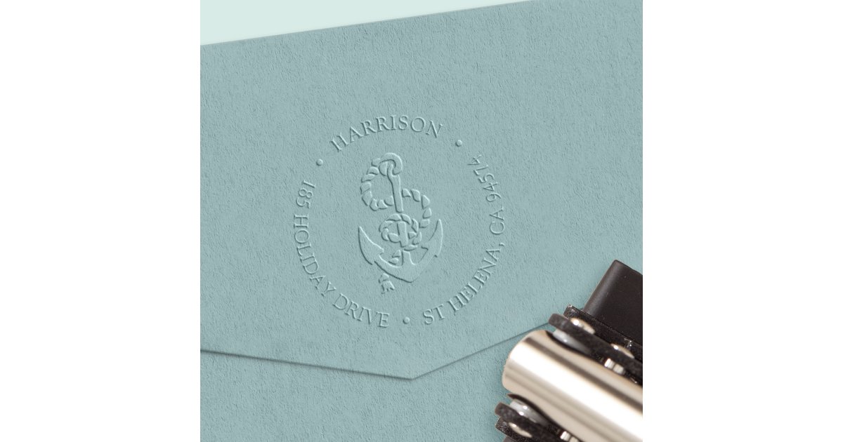 Nautical Rope & Anchor Return Address Embosser | Zazzle