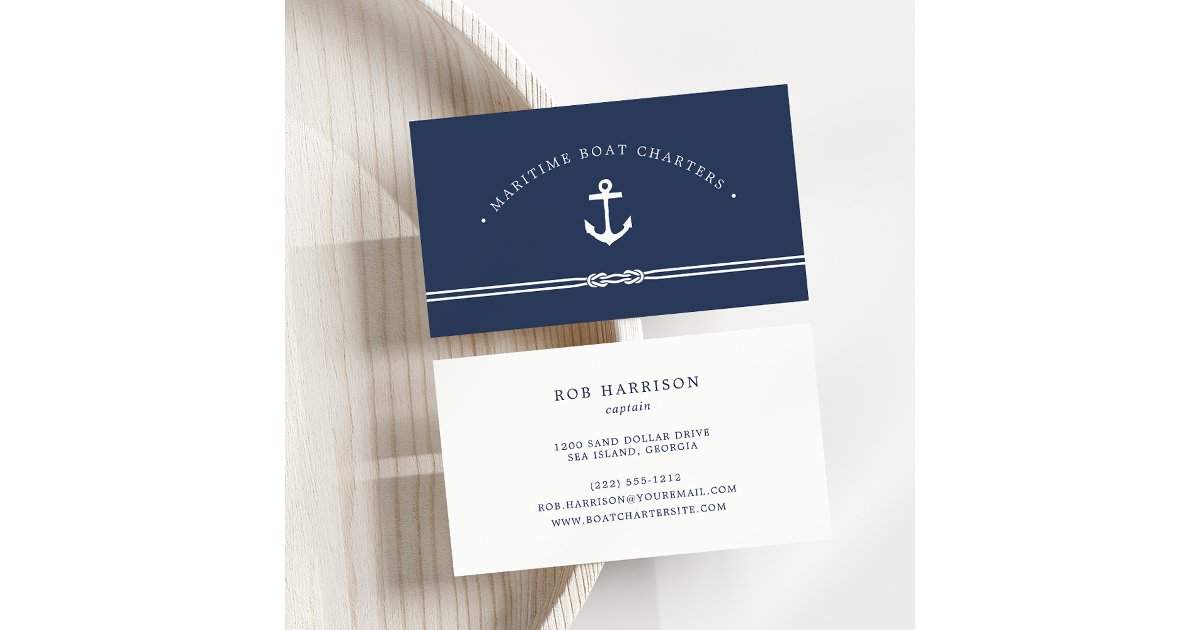 Nautical Rope and Anchor Business Card | Zazzle