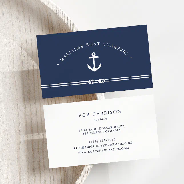 Nautical Rope and Anchor Business Card | Zazzle