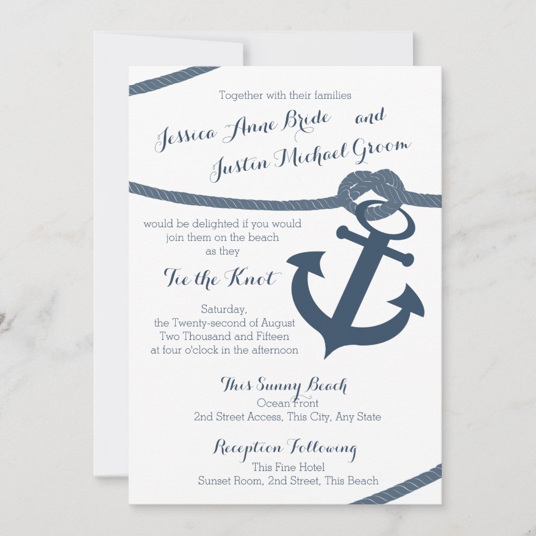 Nautical Rope and Anchor Wedding Invitation | Zazzle