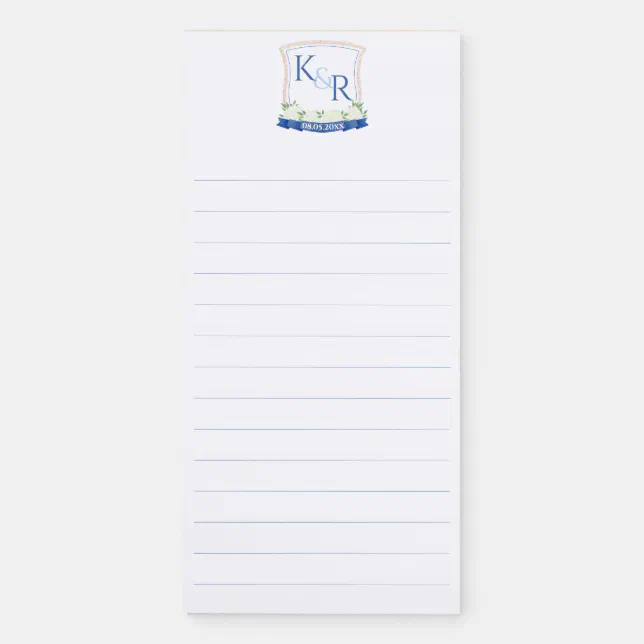 Nautical Rope Blue And White Wedding Monogram Magnetic Notepad | Zazzle