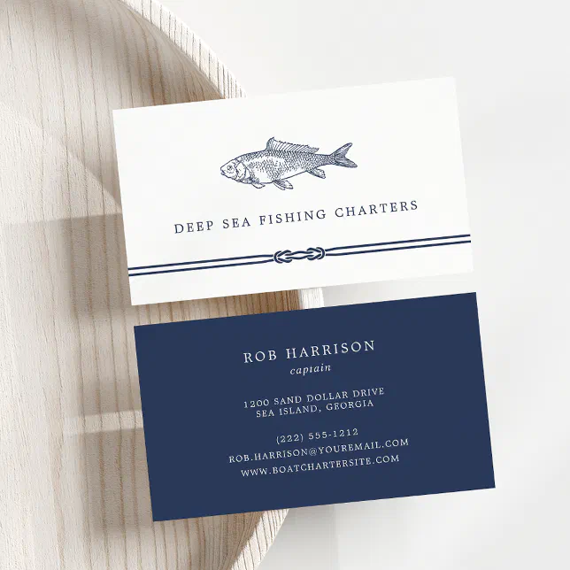 Nautical Rope | Fishing Charter Business Card | Zazzle