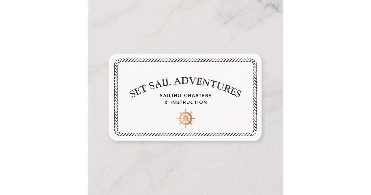 Nautical Rope Gold Ship Helm Business Card | Zazzle