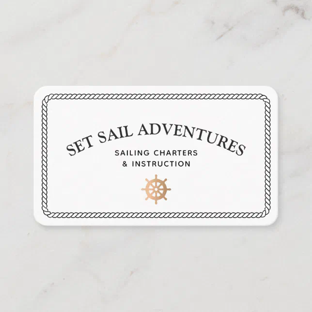 Nautical Rope Gold Ship Helm Business Card | Zazzle