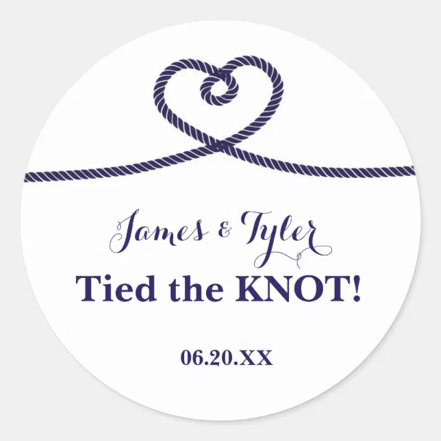 Nautical Rope Heart KNOT Wedding Bridal Sticker | Zazzle