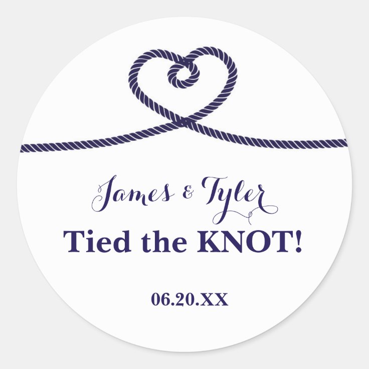 Nautical Rope Heart KNOT Wedding Bridal Sticker | Zazzle