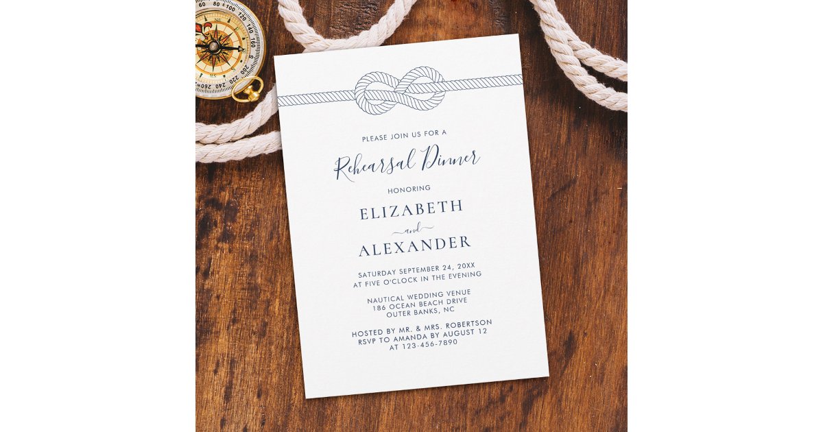 Nautical Rope Knot Rehearsal Dinner Invitation | Zazzle