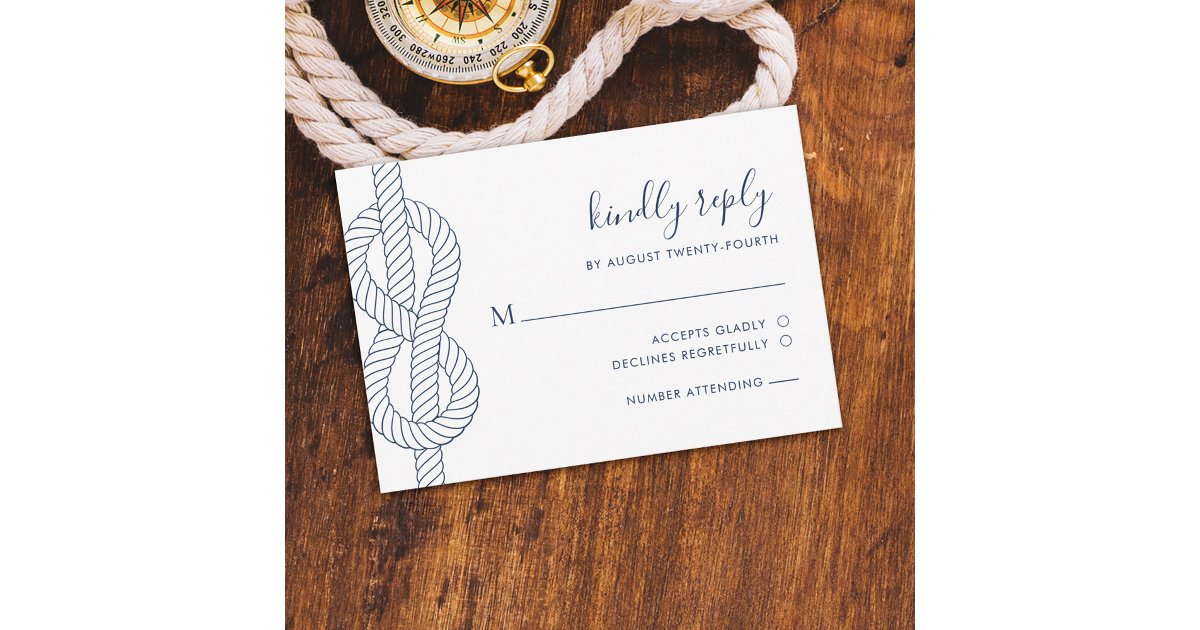Nautical Rope Knot Wedding RSVP Card | Zazzle